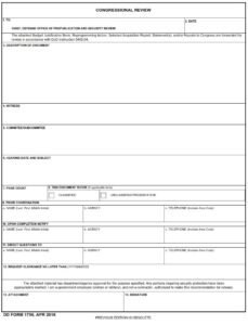 DD Form 1790 – Prepared Congressional Testimony Review - DD Forms