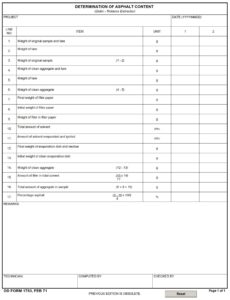 DD Form 1793 – Determination of Asphalt Content - DD Forms