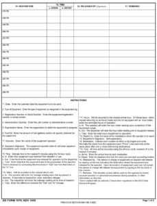 DD Form 1970 – Motor Equipment Utilization Record - DD Forms