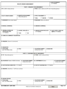 DD Form 2017 – Route Order Amendment - DD Forms