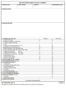 DD Form 2036 – Methods Improvement Project Summary - DD Forms