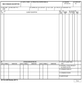 DD Form 2045 – Work Standard and Methods Description Sheet - DD Forms