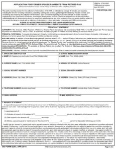 DD Form 2293 – Application for Former Spouse Payments from Retired Pay ...