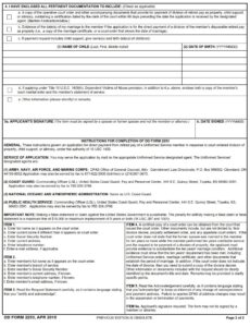 DD Form 2293 – Application for Former Spouse Payments from Retired Pay ...