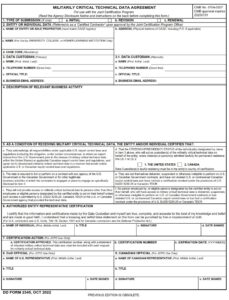 DD Form 2345 – Militarily Critical Technical Data Agreement - DD Forms