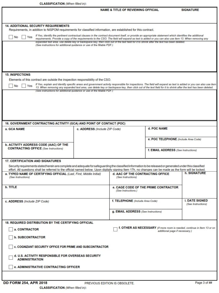DD Form 254 – Department of Defense Contract Security Classification ...