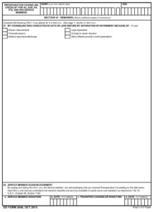 DD Form 2648 – Service Member Pre-Separation/Transition Counseling and ...