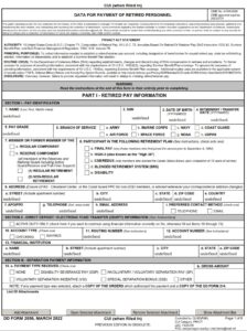 DD Form 2656 – Data for Payment of Retired Personnel - DD Forms