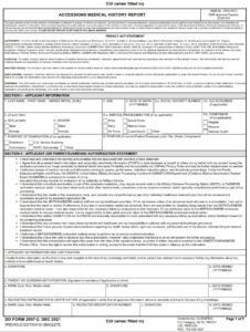 DD Form 2807-2 – Accessions Medical History Report - DD Forms