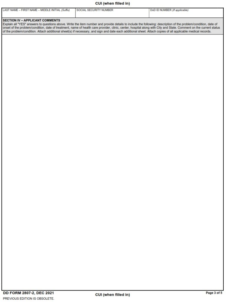 DD Form 2807-2 – Accessions Medical History Report - DD Forms