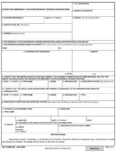 DD Form 281 – Voucher for Emergency or Extraordinary Expense ...