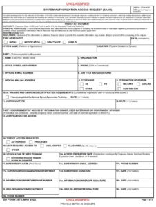 DD Form 2875 – System Authorization Access Request (SAAR) - DD Forms
