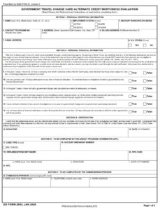 DD Form 2883 – Government Travel Charge Card Alternate Credit ...