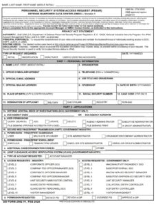 DD Form 2962 – Personnel Security System Access Request (Pssar ...