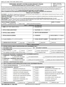 DD Form 2962 V1 – Personnel Security System Access Request (PSSAR ...