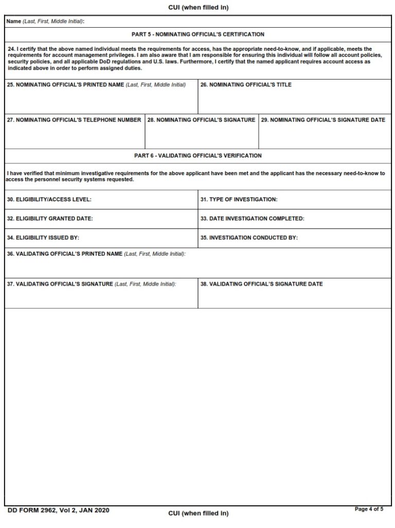 DD Form 2962V2 – Personnel Security System Access Request (PSSAR ...