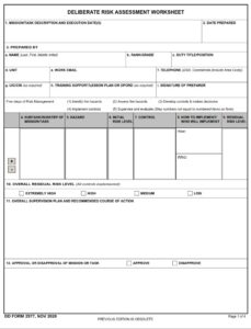 DD Form 2977 – Deliberate Risk Assessment Worksheet - DD Forms