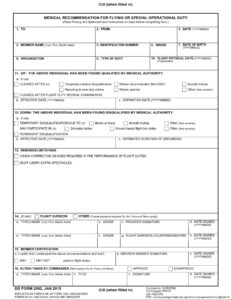 DD Form 2992 – Medical Recommendation for Flying or Special Operational ...