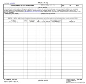 DD Form 506 – Daily Strength Record of Prisoners - DD Forms