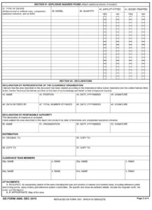 DD Form 3008 – Explosive Hazards Clearance Report - DD Forms
