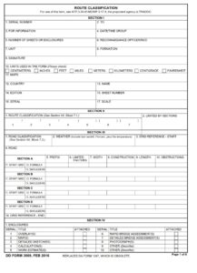 DD Form 3009 – Route Classification - DD Forms