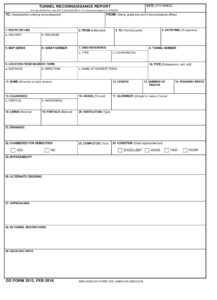 DD Form 3012 – Tunnel Reconnaissance Report - DD Forms