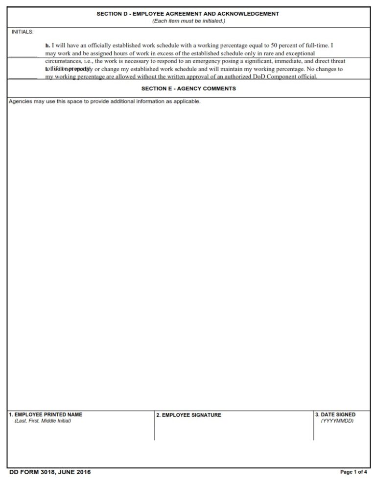 DD Form 3018 – Phased Retirement Request and Agreement - DD Forms