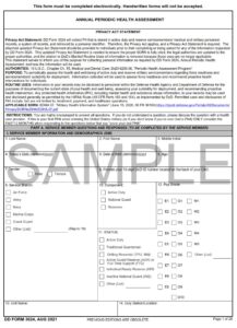 DD Form 3024 – Annual Periodic Health Assessment - DD Forms