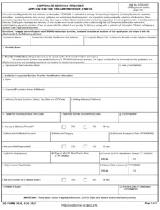 DD Form 3030 – Corporate Services Provider Application for TRICARE ...