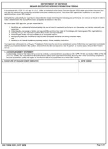 DD Form 3031 – Department of Defense Senior Executive Service Probation ...