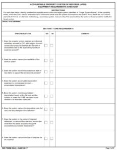 DD Form 3042 – Accountable Property System of Records (APSR) Equipment ...