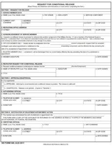 DD Form 368 – Request for Conditional Release - DD Forms