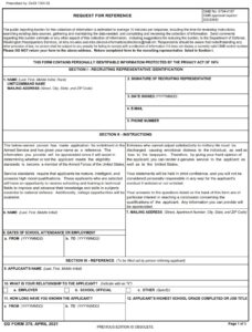 DD Form 370 – Request for Reference - DD Forms