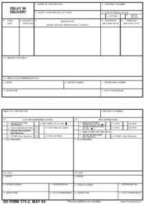 DD Form 375-2 – Delay in Delivery - DD Forms