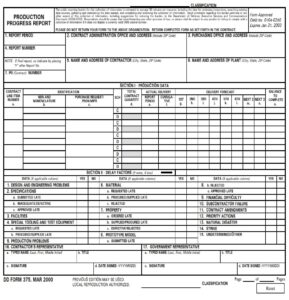 DD Form 375 – Production Progress Report - DD Forms