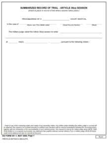 DD Form 491-1 – Summarized Record of Trial - DD Forms