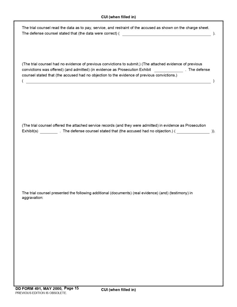 DD Form 491 – Certified Record of Trial (pages 1-4 only) (page 5 only ...