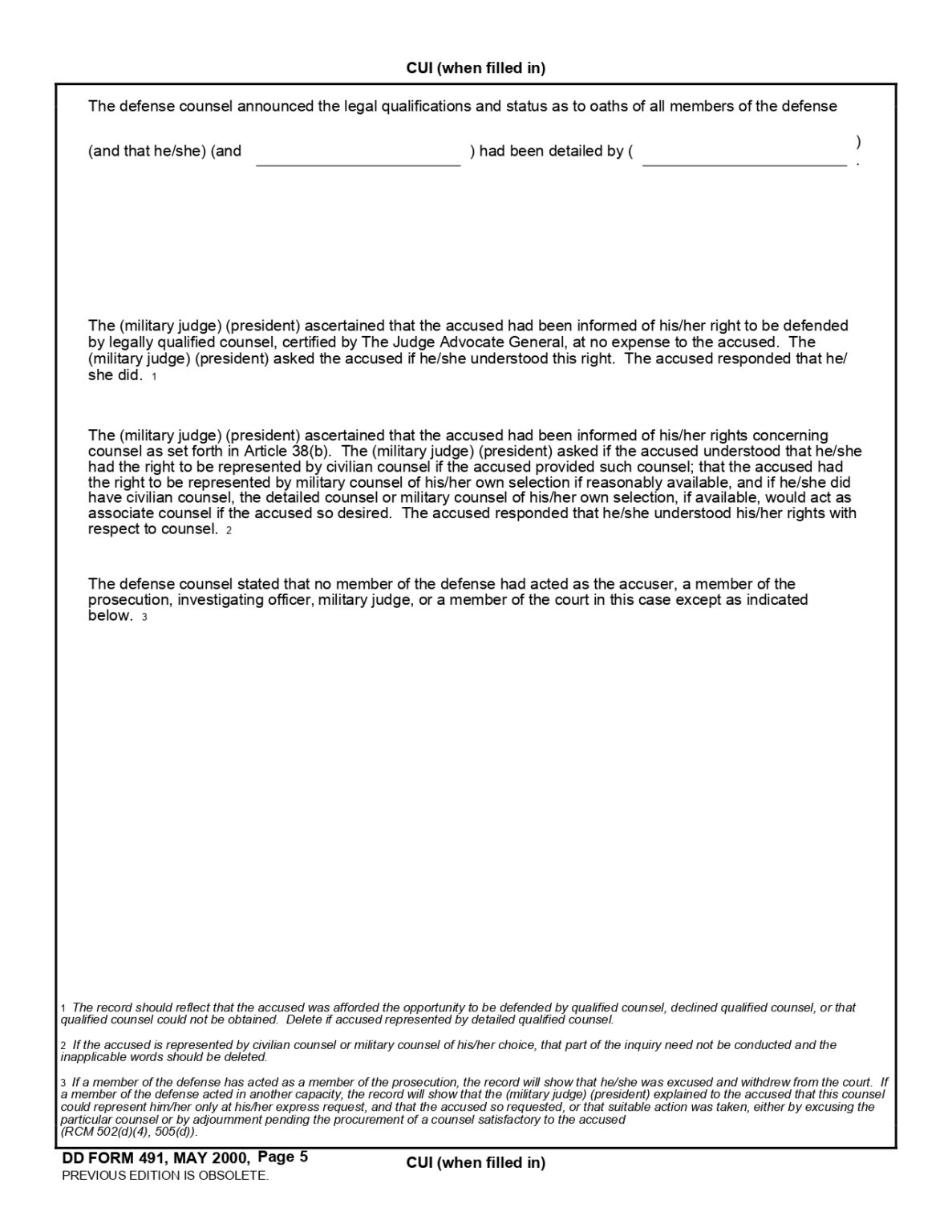 DD Form 491 – Certified Record of Trial (pages 1-4 only) (page 5 only ...