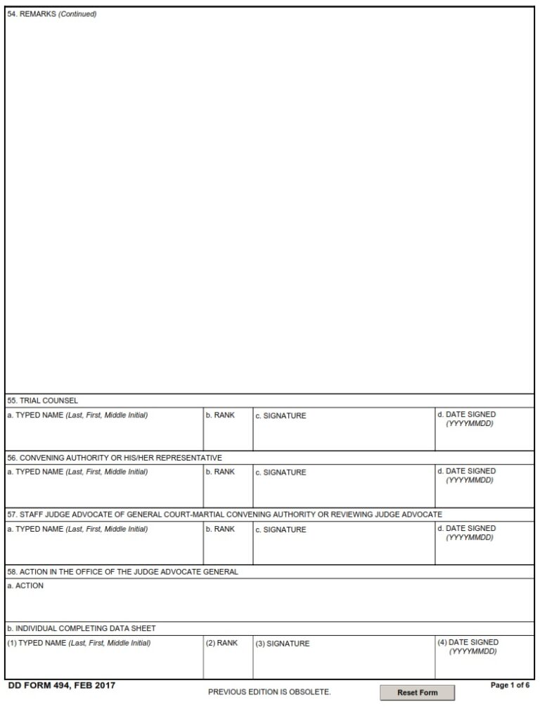 DD Form 494 – Court-Martial Data Sheet - DD Forms