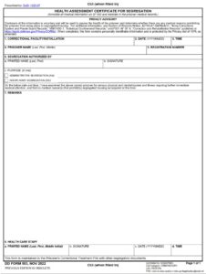 DD Form 503 – Health Assessment Certificate for Segregation - DD Forms