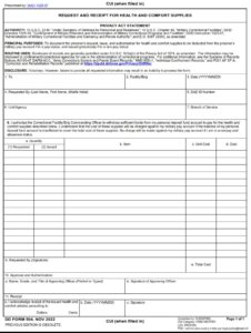 DD Form 504 – Request and Receipt for Health and Comfort Supplies - DD ...