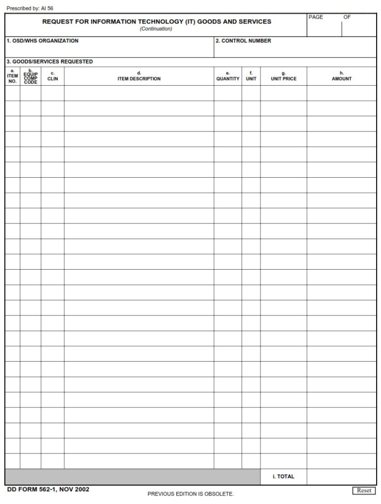 DD Form 562-1 – Office of Secretary of Defense (OSD) and Washington ...