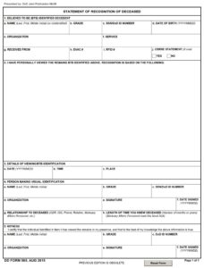 DD Form 565 – Statement of Recognition of Deceased - DD Forms