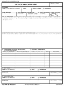 DD Form 567 – Record of Search and Recovery - DD Forms