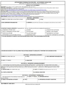 DD Form 577 – Appointment/Termination Record – Authorized Signature ...