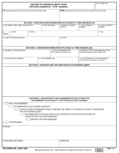 DD Form 785 – Record of Disenrollment from Officer Candidate-Type ...