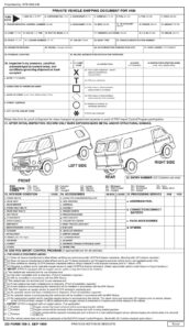 DD Form 788-1 – Private Vehicle Shipping Document for Van - DD Forms