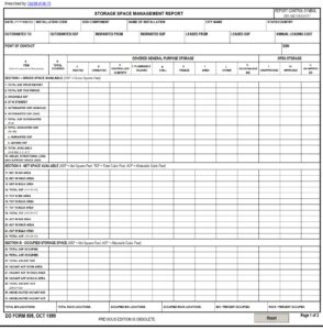 DD Form 805 – Storage Space Management Report - DD Forms