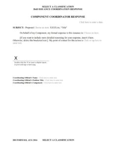 DD Form 818 – DoD Issuance Coordination Response - DD Forms