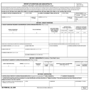 DD Form 882 – Report of Inventions and Subcontracts - DD Forms